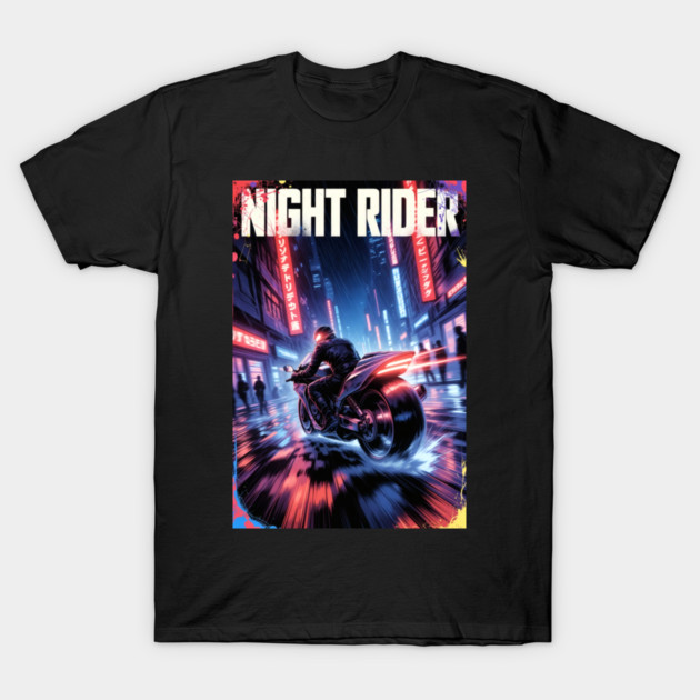 Neon Tail Lights - Night Ride - Outrun - T-Shirt | TeePublic