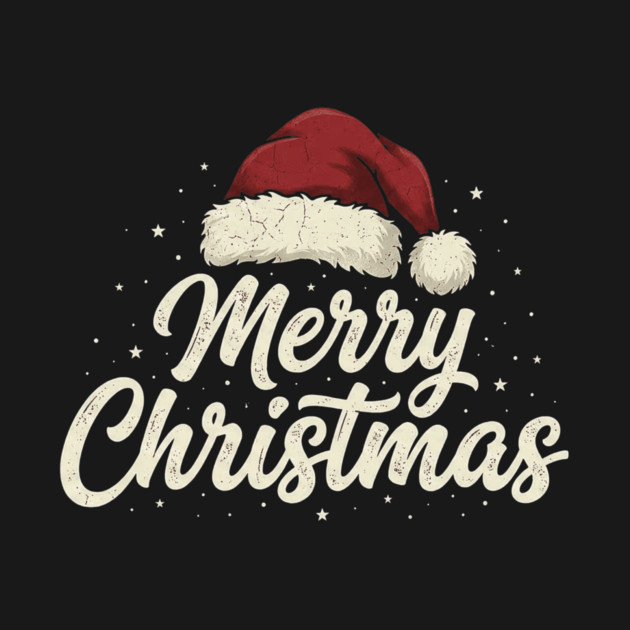 Merry Christmas Script Lettering with Santa Hat and String Lights ...