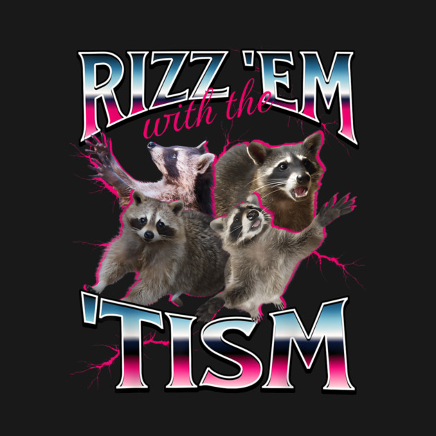 Autism Funny Rizz Em With The Tism Meme Autistic Racoon - Funny ...