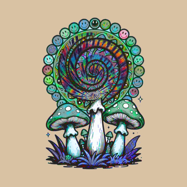 Smiley Shrooms - Mushrooms - T-Shirt | TeePublic