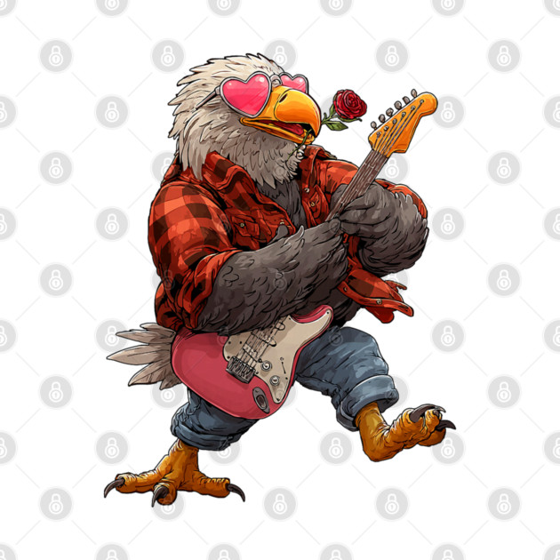 Cute Eagle Playing Guitar Guitarist Animal Valentine’s Day - Eagle ...