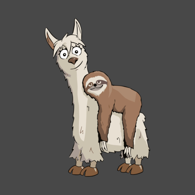 Lazy Sloth Riding cute Llama - Sloth Riding Llama - T-Shirt | TeePublic