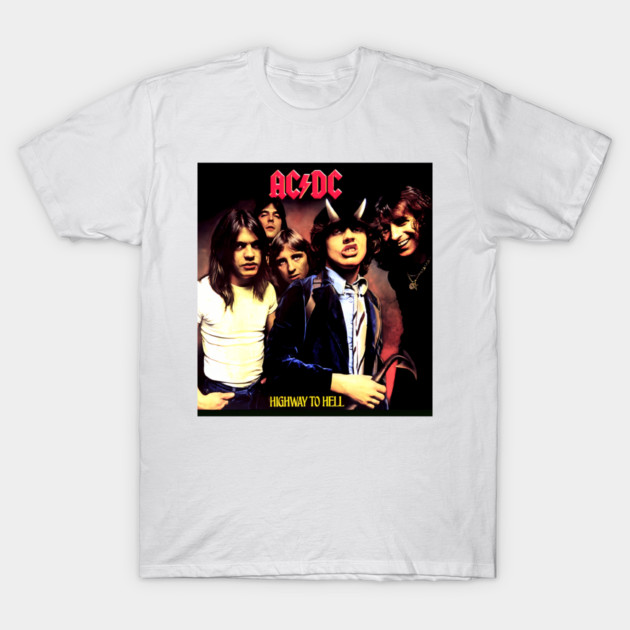 ACDC Highway to Hell Album Cover Angus Young Hard Rock White Shirt ...
