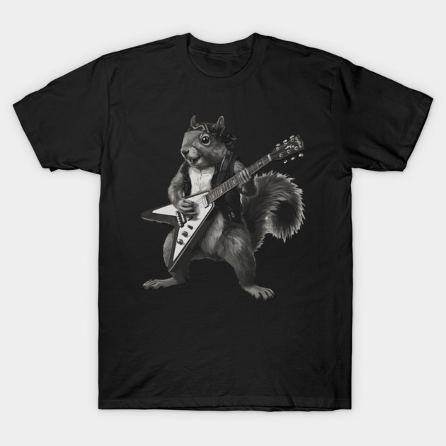 Heavy Metal Rocker Squirrel - Squirrel - T-Shirt | TeePublic