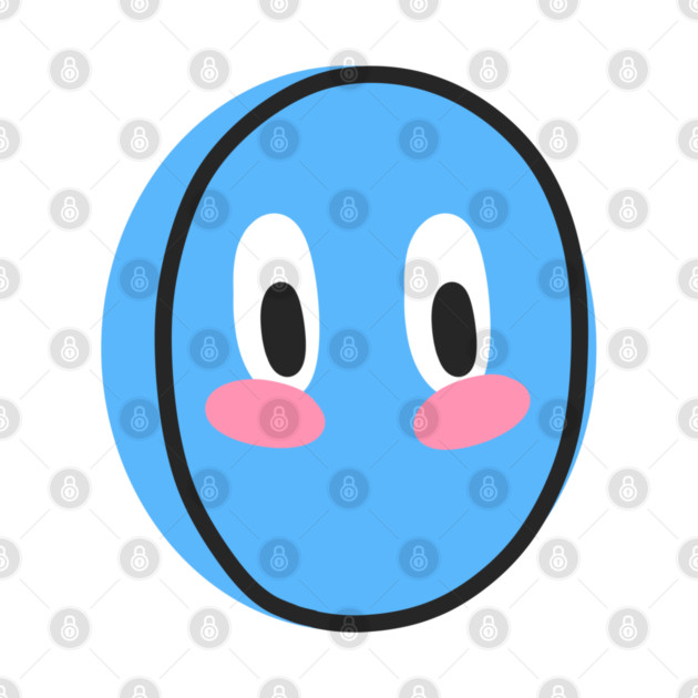 Happy Blue Round Buddy - Cartoon - T-Shirt | TeePublic