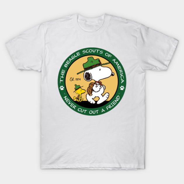 the beagle scouts of america, never cut out a friend - Snoopy - T-Shirt ...