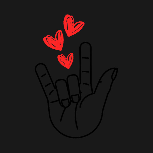 ASL I Love You Hand Sign Heart Valentine - Asl Valentine - T-Shirt ...