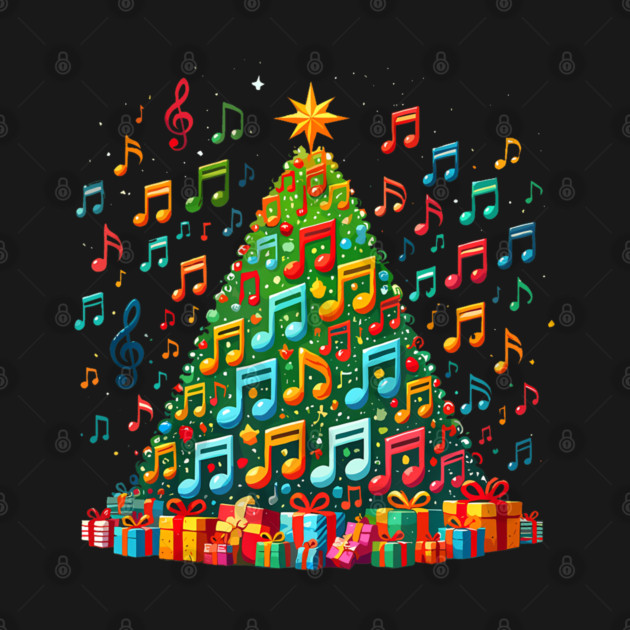 Christmas Tree Music Notes Colorful Musical Holiday - Christmas Music ...
