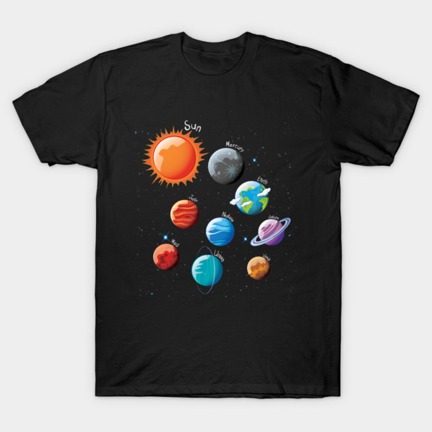 Colorful Solar System Planets Chart With Cute Space Illustration ...