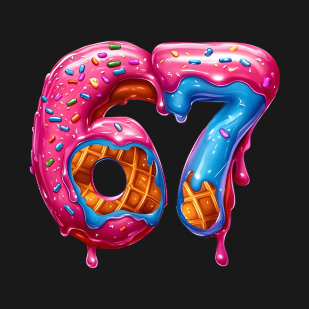 Six Seven Donut Ice Cream Drip 67 - Funny Donut Meme - T-Shirt | TeePublic