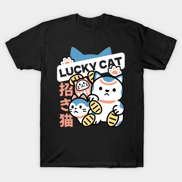 Lucky Cat Art – Maneki Neko with Gold Coin and Daruma - Lucky Cat - T ...