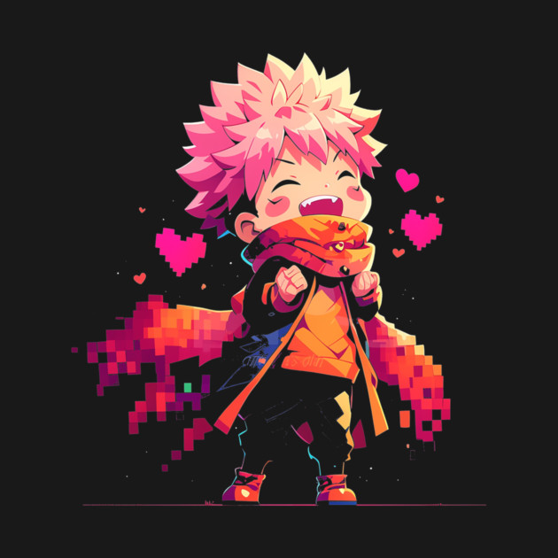 Chibi Yuji Itadori Energetic Pixel Art - Yuji Itadori Chibi - T-Shirt ...