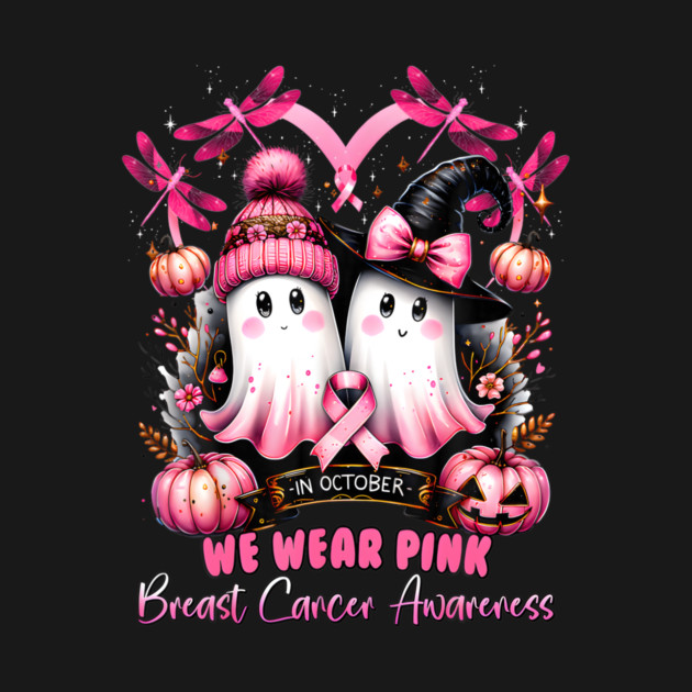 In October Pink Ghost Witch Breast - October Breast Cancer - T-Shirt ...