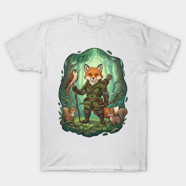 Whimsical Fox Archer Woodland Hunter Falcon - Fox - T-Shirt | TeePublic