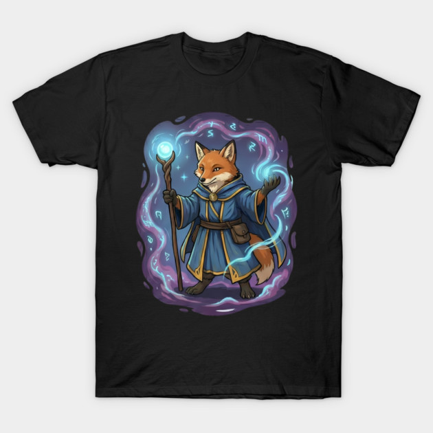 Fantasy Fox Wizard Magic Staff - Fox - T-Shirt | TeePublic