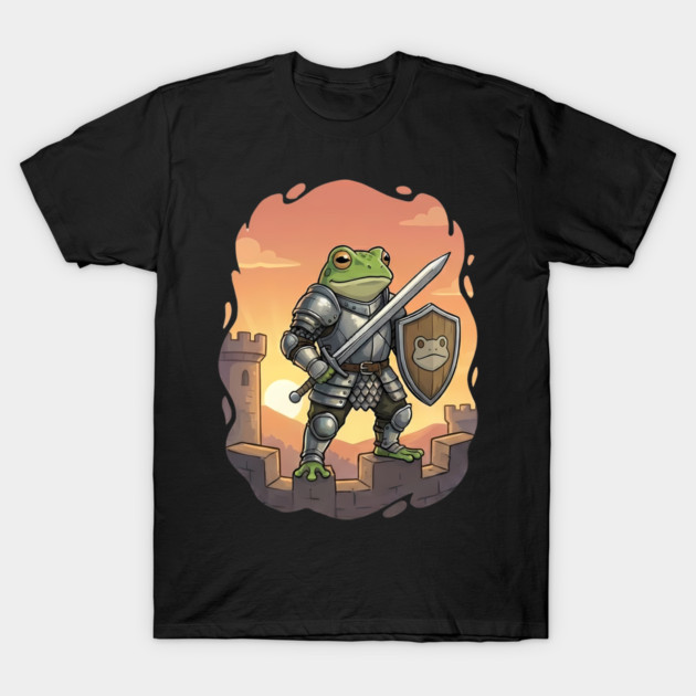 Brave Frog Knight Castle Warrior Fantasy - Frog Knight - T-Shirt ...