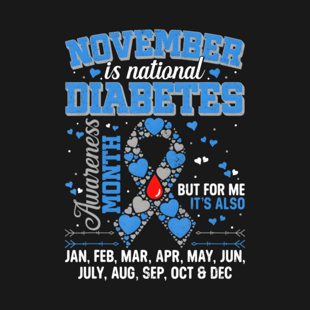 November Is Diabetes Month Blue And Gray Ribbon - Diabetes Awareness ...