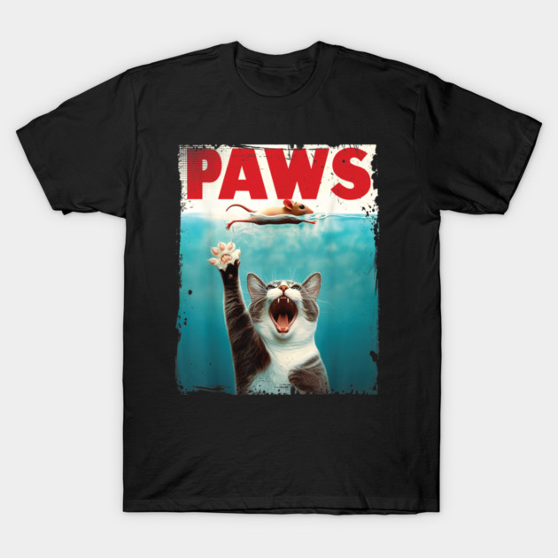 Paws Parody Cat Mouse Humorous Cat Chasing Mouse Kitten - Paws Cat - T ...