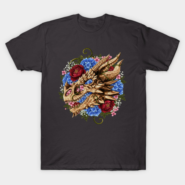 Botanical Dragon Skull - Dragon Skull - T-Shirt | TeePublic
