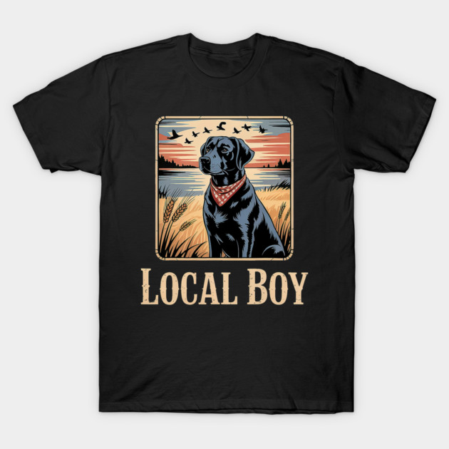 Local Boy Black Lab Hunting Dog Marsh Scene Sunset Vintage - Local Boy ...