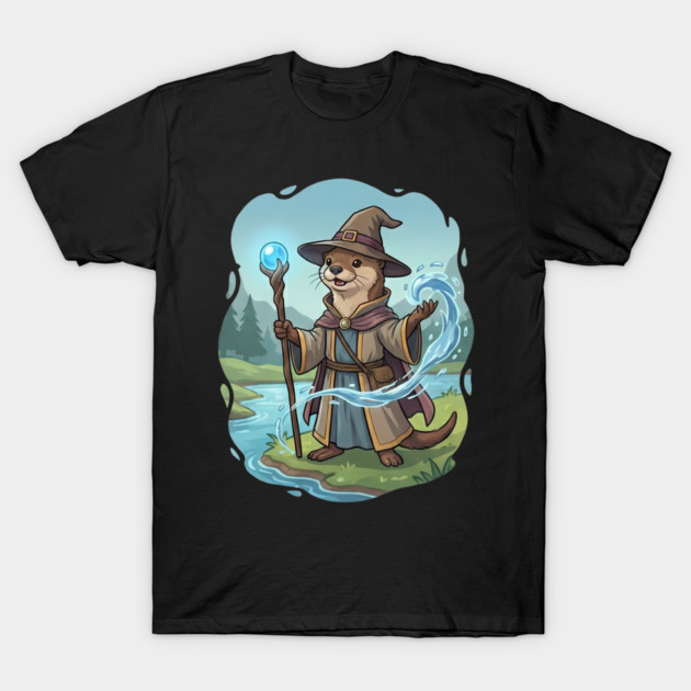 Cute Otter Wizard Water Mage Staff - Otter - T-Shirt | TeePublic