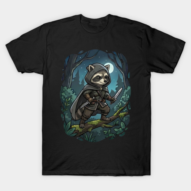 Raccoon Rogue Assassin Fantasy Dagger - Raccoon - T-Shirt | TeePublic