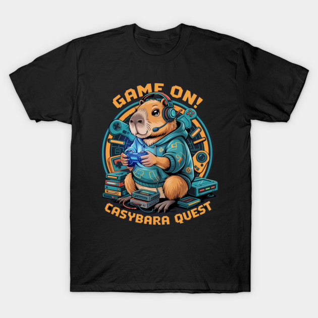 Cool Capybara Animal Video Game Player Kids - Capybara Meme - T-Shirt ...