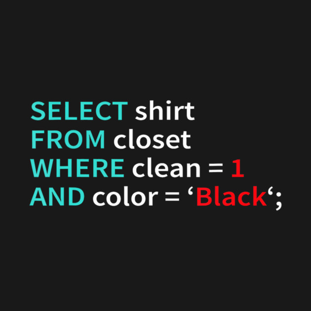 Sql Query Coding Quote For Programmer Coder Database Admin - Sql Query Coder - T-Shirt | TeePublic