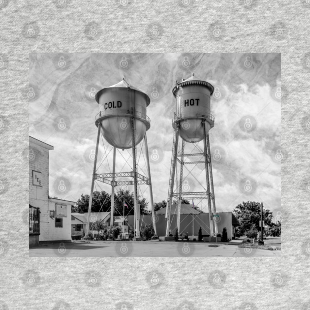 Hot and Cold Water Towers Monochrome - Water Tower - T-Shirt | TeePublic