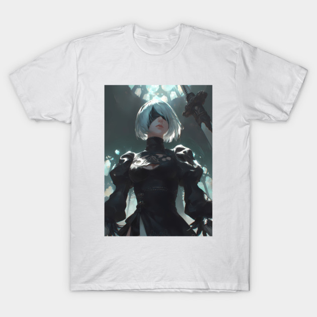 Nier 2B Nier Automata Game Mysterious Warrior Dark Anime Girl - 2b Nier ...