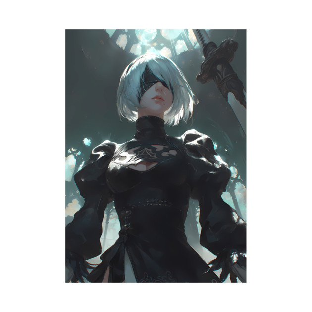 Nier 2B Nier Automata Game Mysterious Warrior Dark Anime Girl - 2b Nier ...