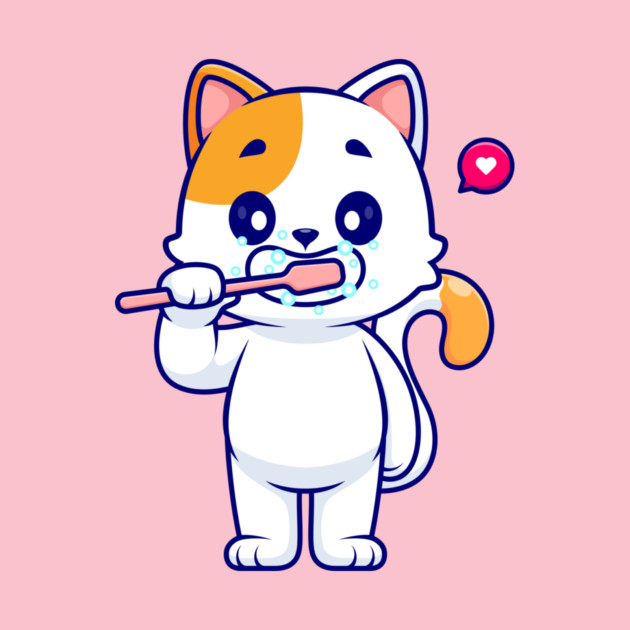 Cute Cat Brushing Teeth Cartoon - Cute Cat Brushing Teeth Cartoon - T ...