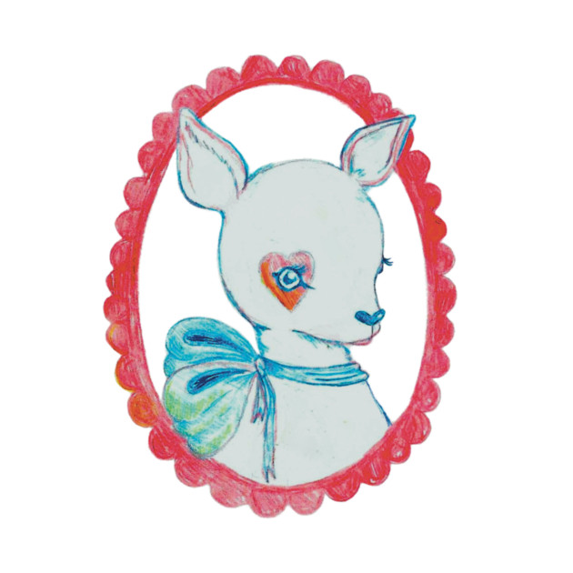 Bambi Deer Pencil Drawing Portrait Frame - Cute Animals - T-Shirt ...