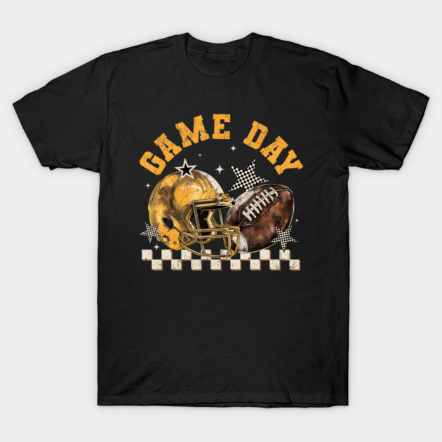 Checkered Yellow Game Day 2025 Football Sports - Retro Game Day - T ...