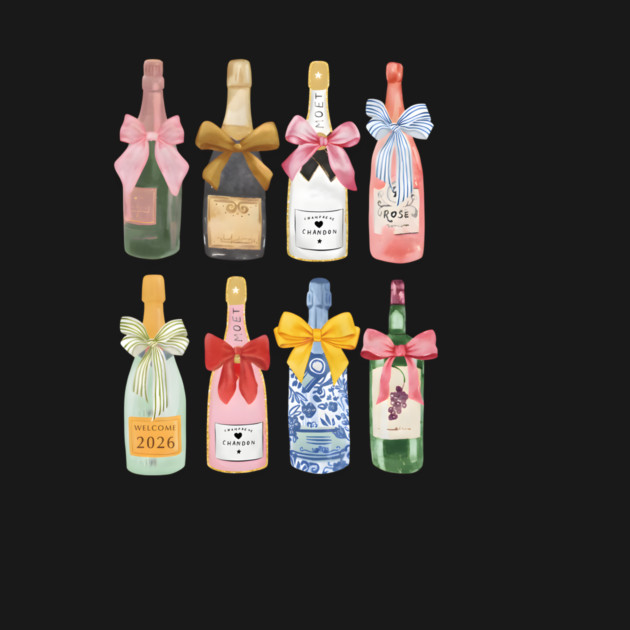 Festive Champagne Bottles with Bows - Champagne Celebration - T-Shirt ...