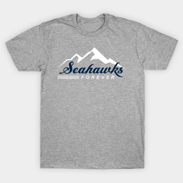 Mountain Logo White/Navy - Seahawks - T-Shirt | TeePublic