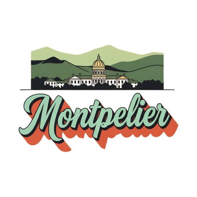 Montpelier Vermont State Capitol Retro Design - Montpelier - T-Shirt ...