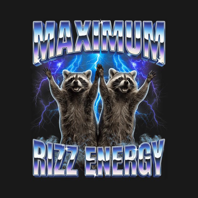 Maximum Rizz Energy Funny Raccoon Charisma Bootleg Meme - Rizz Em With ...