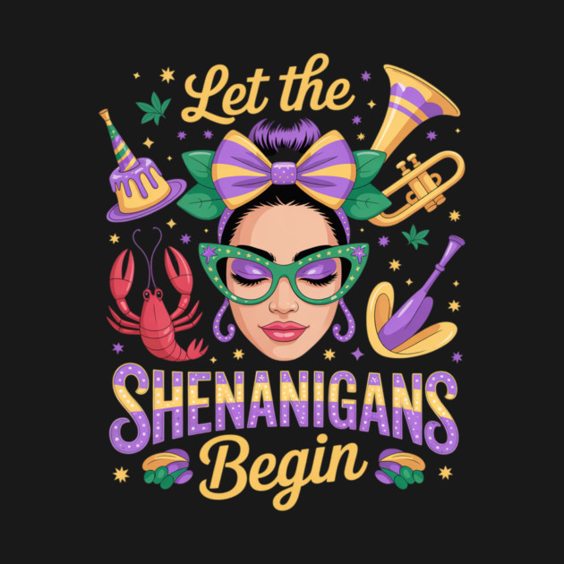 Afro Messy Bun Women Let The Shenanigans Begin Mardi Gras - Afro Messy ...