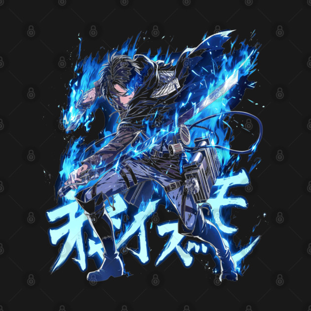 Eren Yeager in Blue Flame Battle - Eren Yeager - T-Shirt | TeePublic