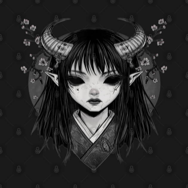 Dark Japanese Aesthetic Horror Demon Yokai Girl Anime - Japanese Art ...