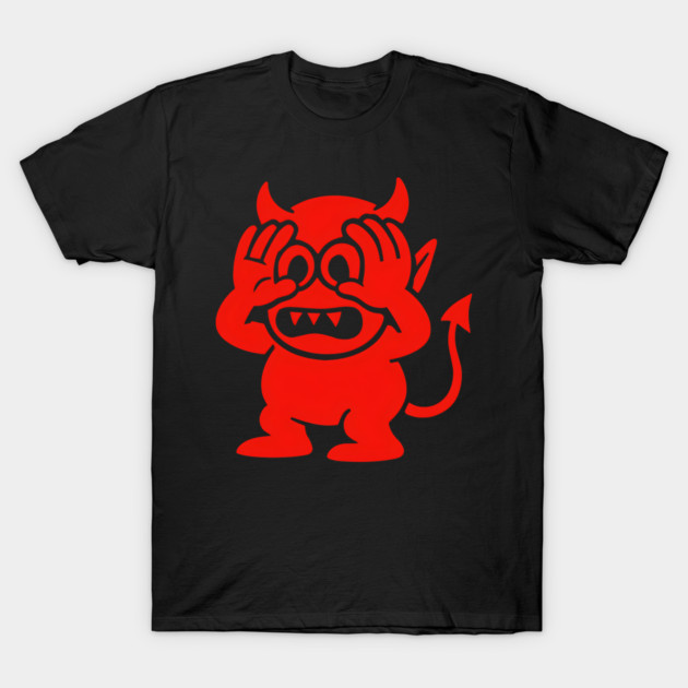Playful Red Devil Peekaboo Cartoon - Devil Cartoon Peekaboo - T-Shirt ...