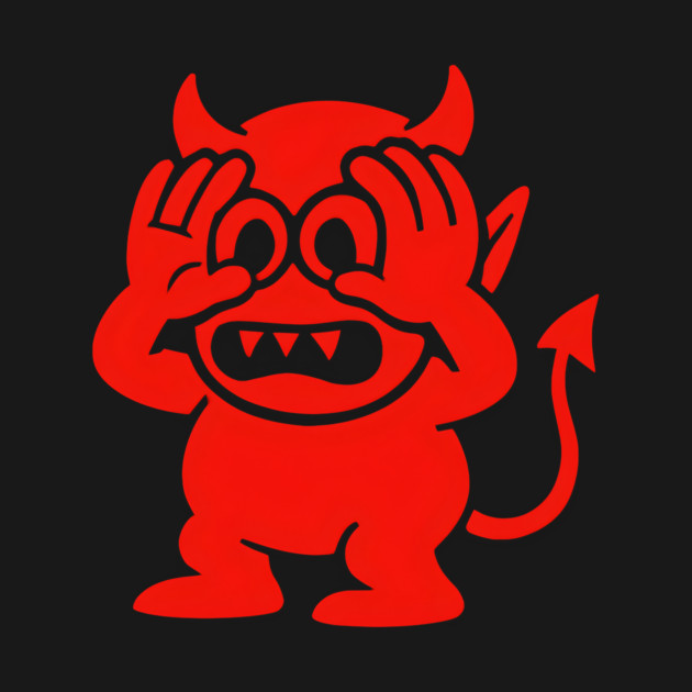 Playful Red Devil Peekaboo Cartoon - Devil Cartoon Peekaboo - T-Shirt ...