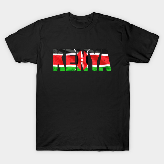 KENYA - Flag Flying in Wind cut to Letters Souvenir Sticker Shirt T ...