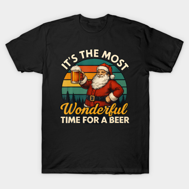 Santa Beer Drinking - Funny Santa Christmas - T-Shirt | TeePublic