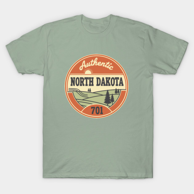 Authentic North Dakota 701 Area Code - North Dakota - T-Shirt | TeePublic