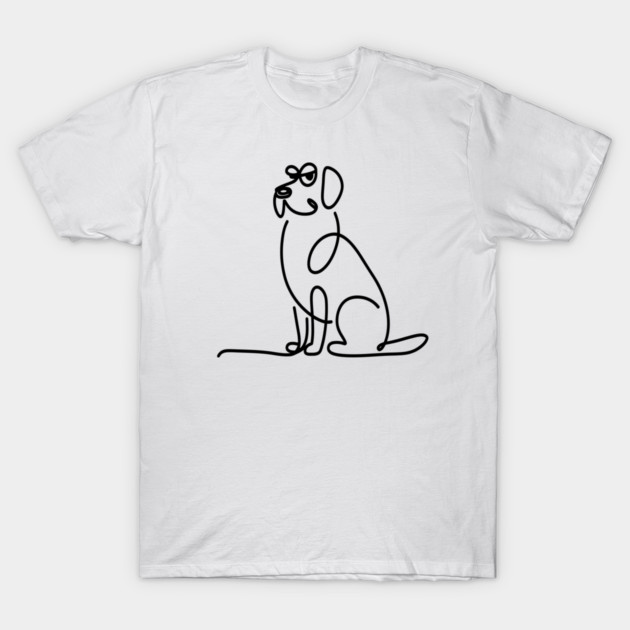 Sitting Dog Line Art - Dog - T-Shirt | TeePublic