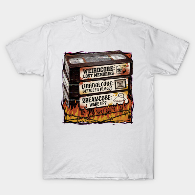 Weirdcore Dreamcore Liminal VHS Stack - Weirdcore Aesthetic - T-Shirt ...