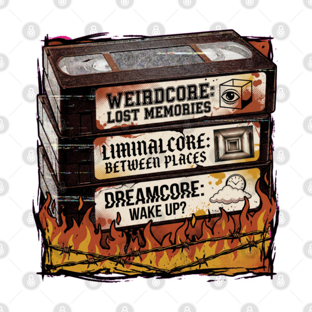 Weirdcore Dreamcore Liminal VHS Stack - Weirdcore Aesthetic - T-Shirt ...