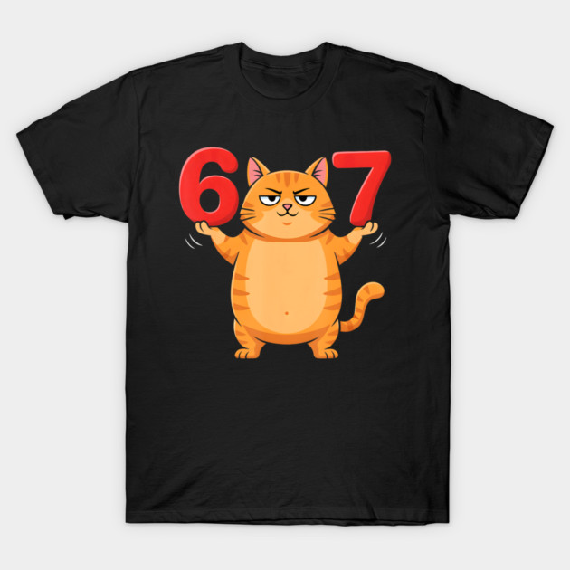 67 Cat Six Seven Gen Z Alpha Humor Animal - Funny Cat Meme - T-Shirt ...